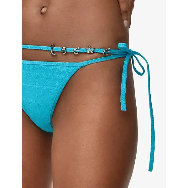 Loewe X Paula's Ibiza Embellished Tanga Bikini Bottoms - Turquoise