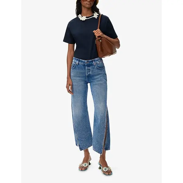 Loewe X Paula's Ibiza Flared Cropped Denim Jeans - Medium Blue