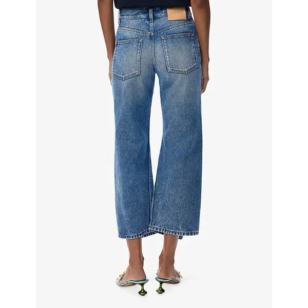 Loewe X Paula's Ibiza Flared Cropped Denim Jeans - Medium Blue