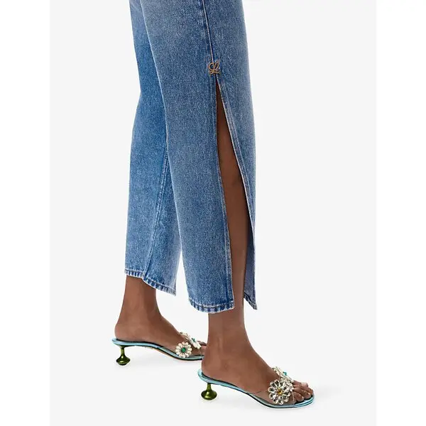 Loewe X Paula's Ibiza Flared Cropped Denim Jeans - Medium Blue