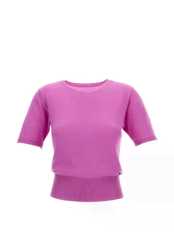 EXTREME CASHMERE X Noor Fine-knit Short-sleeve Sweater - Purple