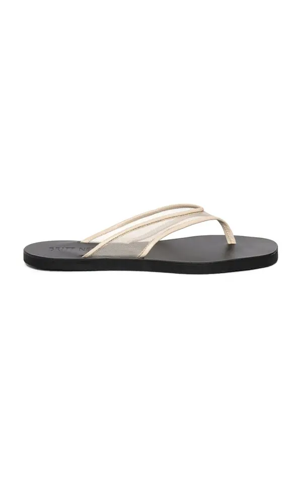 BRITT NETTA Seline Mesh Flat Sandals - Off-white