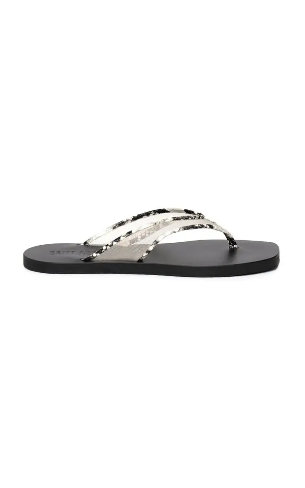 BRITT NETTA Seline Mesh Flat Sandals - Python