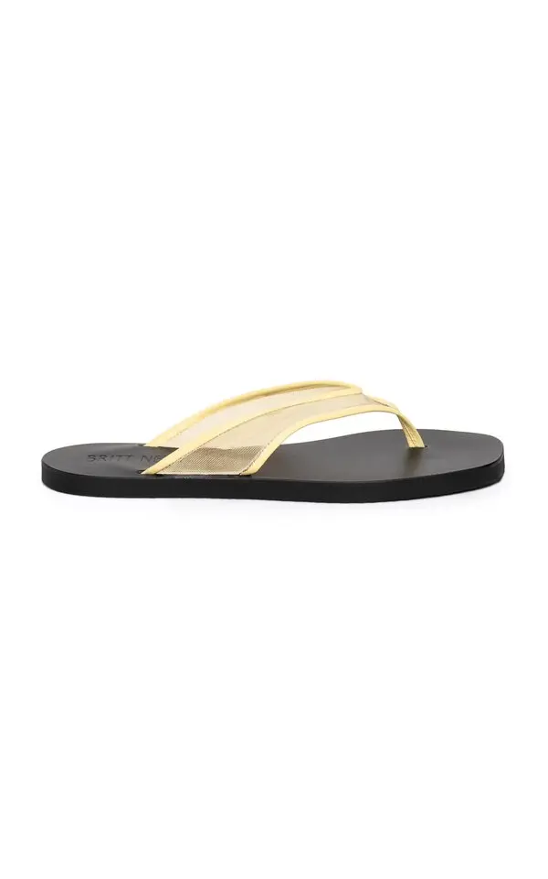 BRITT NETTA Seline Mesh Flat Sandals - Yellow