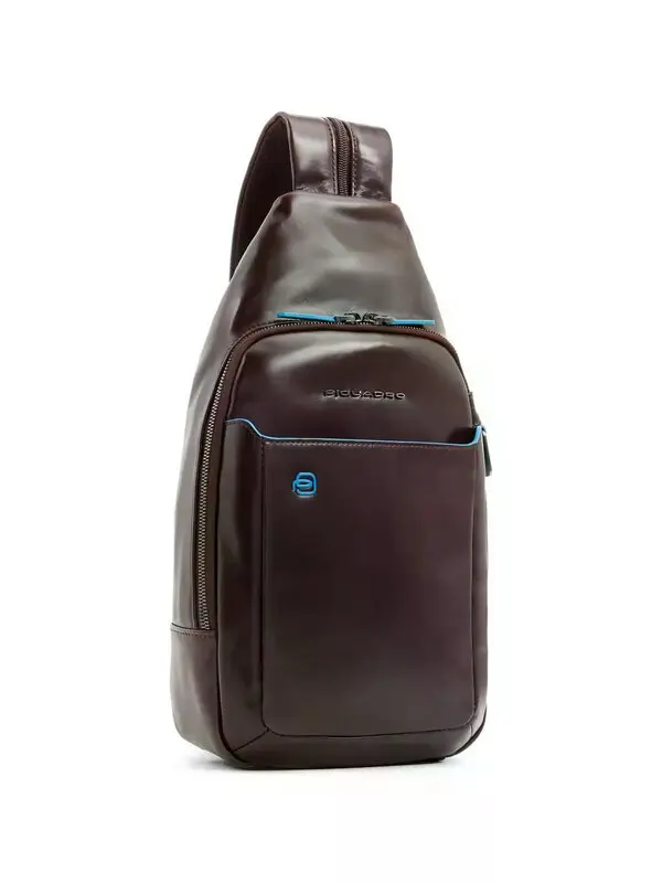 PIQUADRO Leather Backpack With Logo Plaque