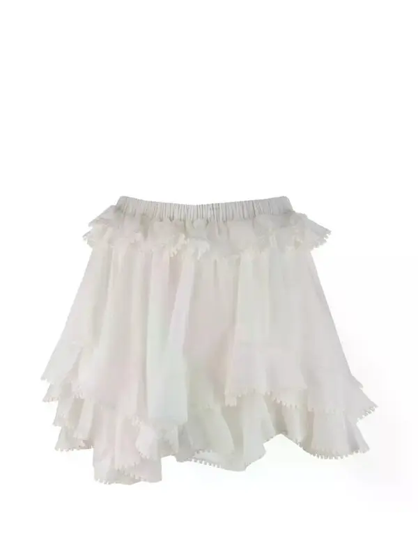 LES FILLES D'EVA Ruffled Tiered Mini Skirt - White