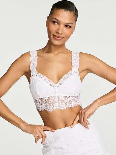 Victoria's Secret Dream Angels Butterflies Eyelet & Lace Bralette - White,ivory