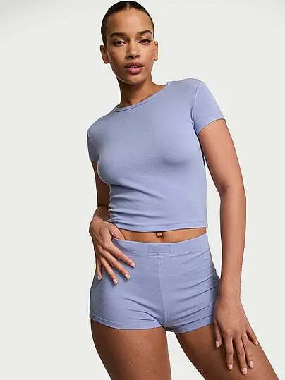 Victoria's Secret Modal Ribbed Tee & Shortie Set - Purple