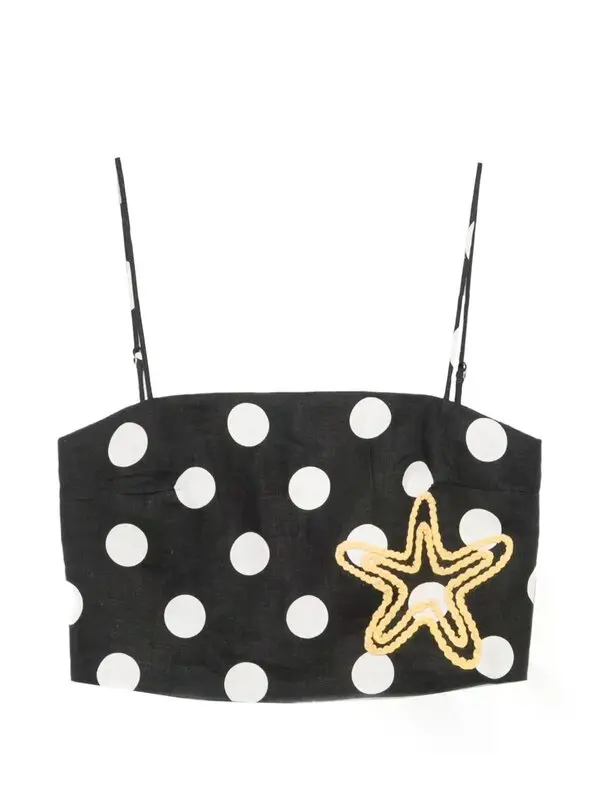 CALA DE LA CRUZ Ariella Polka-dot Top - Black