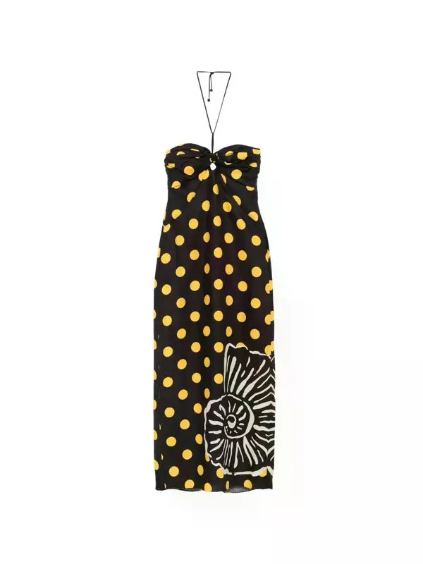 CALA DE LA CRUZ Leda Polka-dot Midi Dress - Black