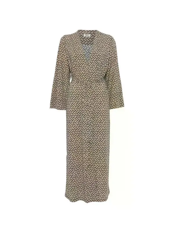 SIYU Geometric-print Wrap Coat