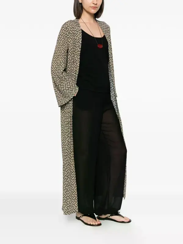 SIYU Geometric-print Wrap Coat