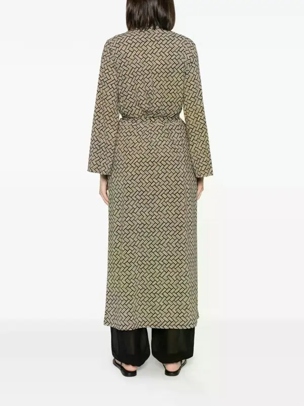 SIYU Geometric-print Wrap Coat