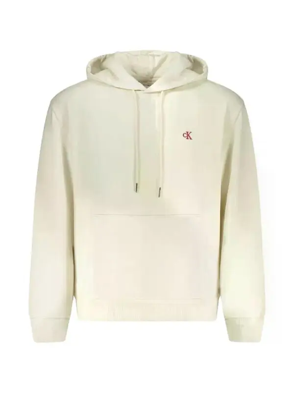 Calvin Klein Logo-embroidered Drawstring Hoodie - Neutrals