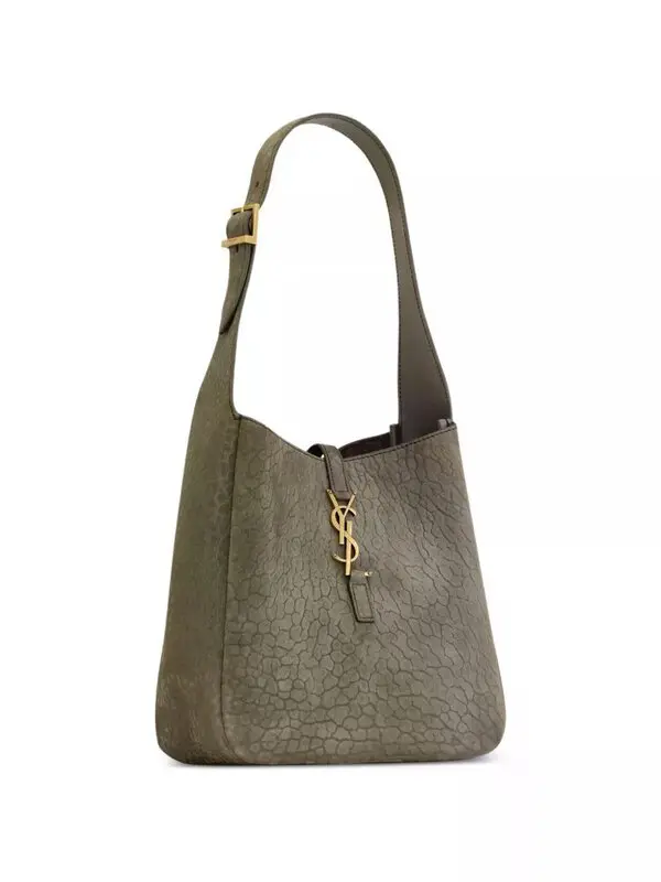 Saint Laurent Le 5 À 7 Cracked-effect Shoulder Bag - Green