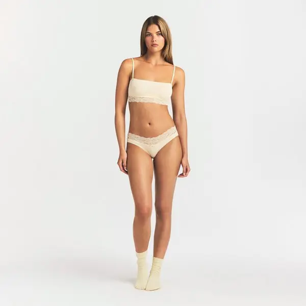 SKIMS Wide Lace Brief | Yellow | | Lightweight Cotton - Butter Tonal