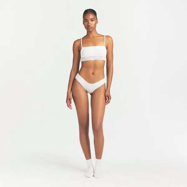 SKIMS Lace Brief | White | | Lightweight Cotton - Snow