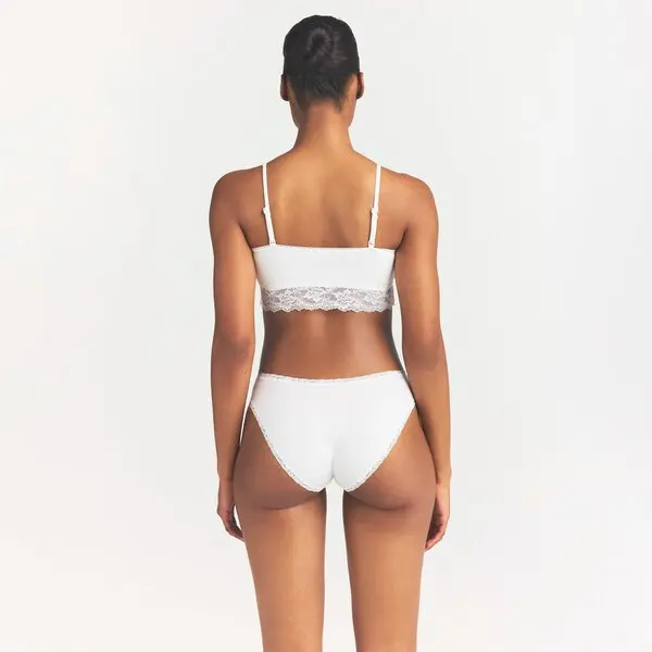 SKIMS Straight Neck Bralette | White | | Lightweight Cotton