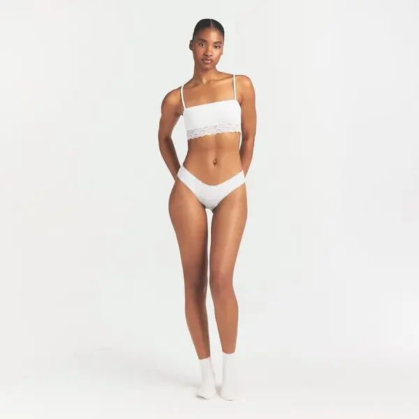 SKIMS Straight Neck Bralette | White | | Lightweight Cotton - Snow