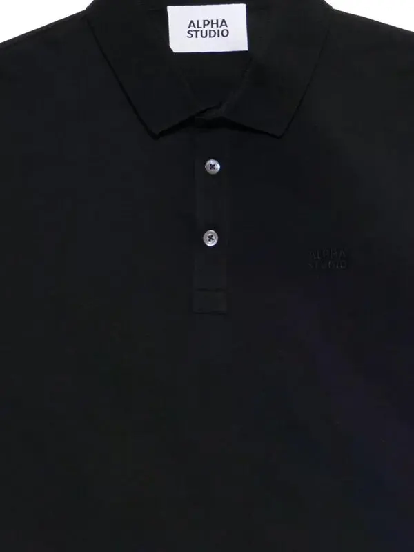 Alpha Studio Button Polo Shirt - Black