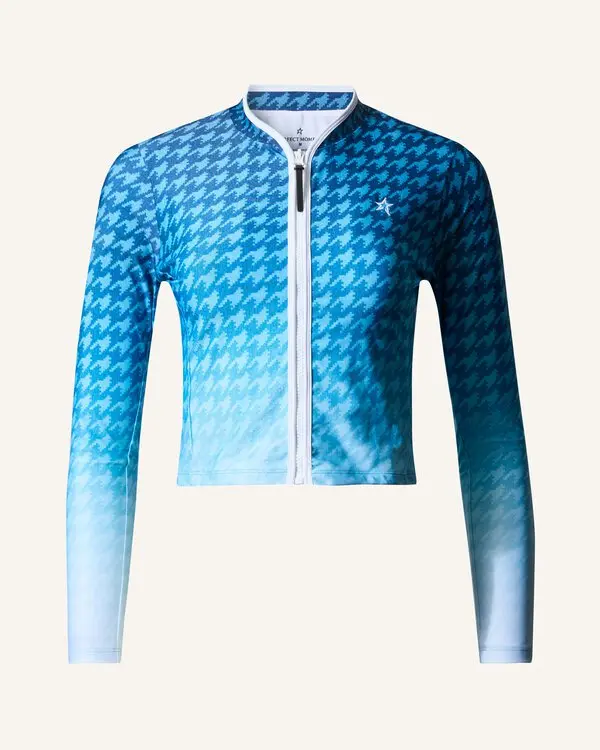 Perfect Moment Long Sleeve Houndstooth Rash Guard Top - Cloud-blue