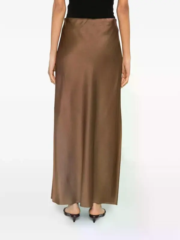 Brunello Cucinelli Satin-finish Slit Maxi Skirt - Brown