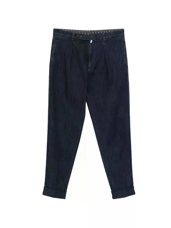 BERWICH Pleated Jeans With Rolled Hem - Blue