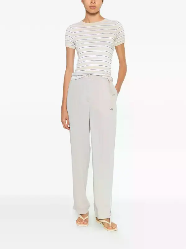 Herno Grosgrain-detail Slit-hem Trousers - Grey