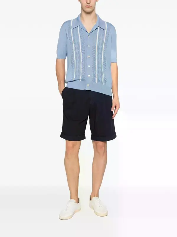 BERWICH Pleated Gabardine Shorts - Blue