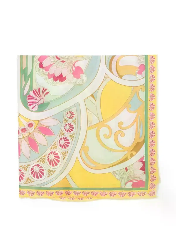 La DoubleJ Floral-print Graphic-pattern Scarf - Green