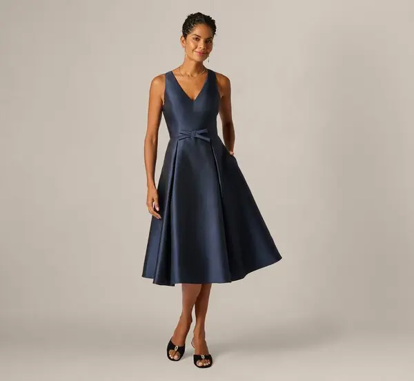 Adrianna Papell Mikado Fit And Flare Midi Dress