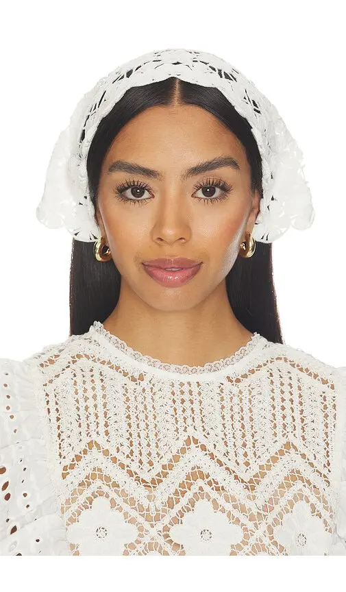 SELF-PORTRAIT Cotton Crochet Bandana - Cream