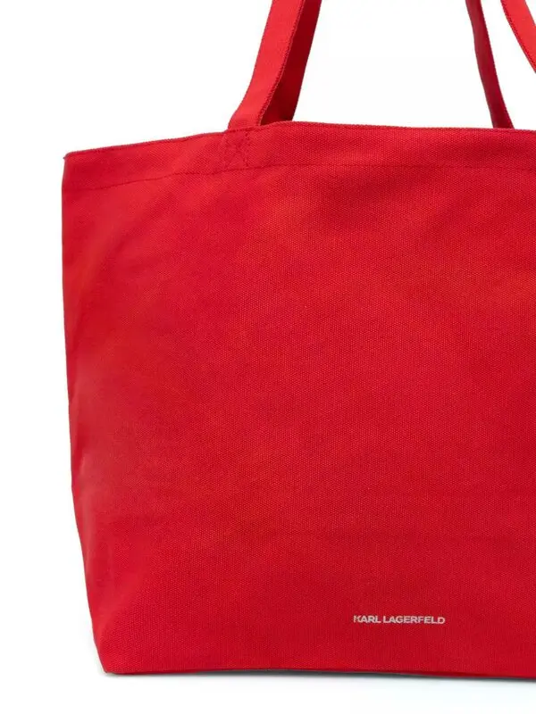 Karl Lagerfeld Logo Print Tote Bag - Red