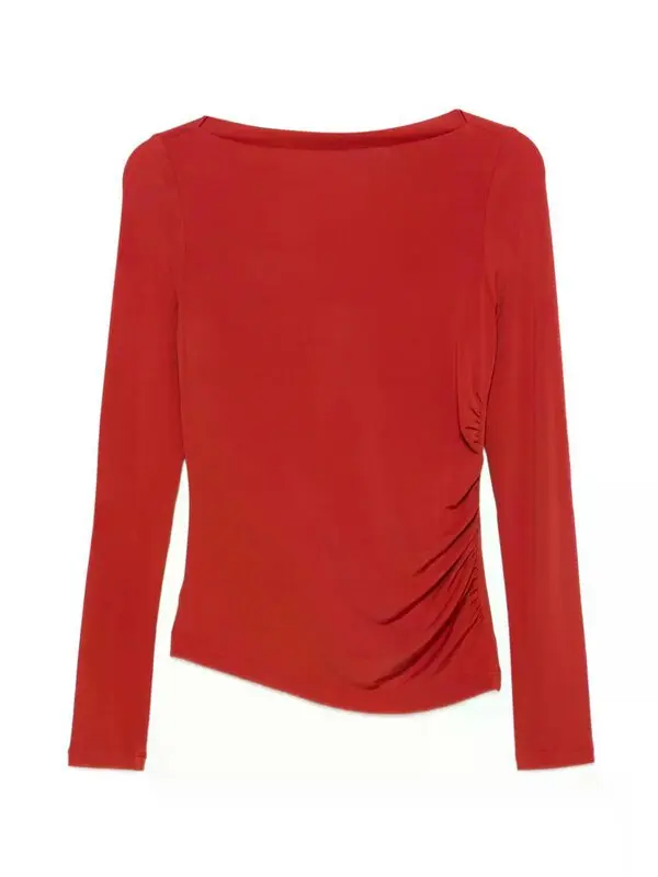 Max Mara Long Sleeve Ruched Top - Red