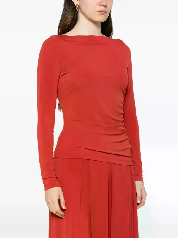 Max Mara Long Sleeve Ruched Top - Red