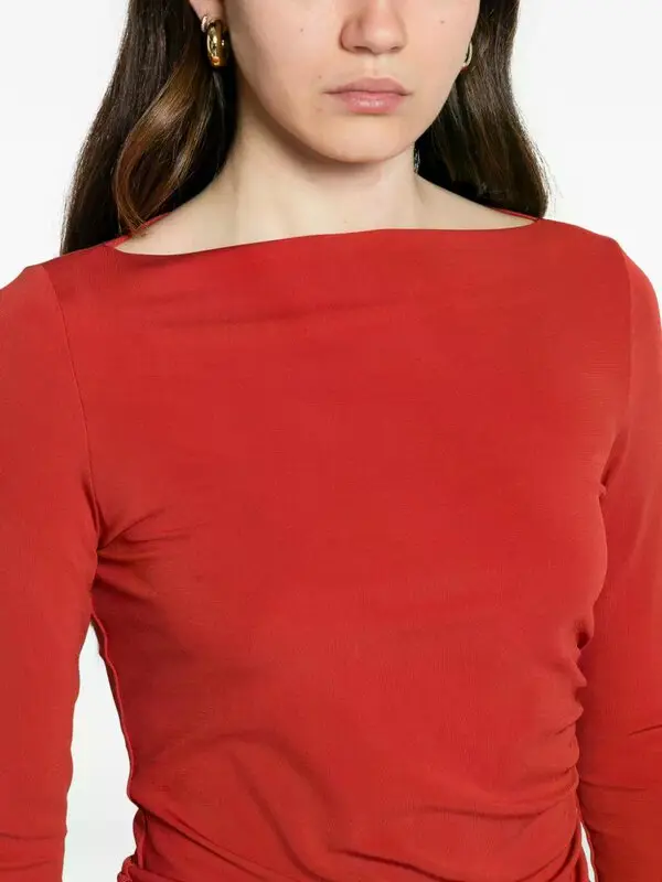 Max Mara Long Sleeve Ruched Top - Red