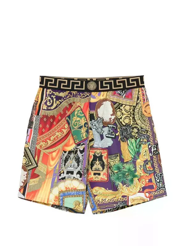 Versace Baroque-print Swim Shorts - Yellow