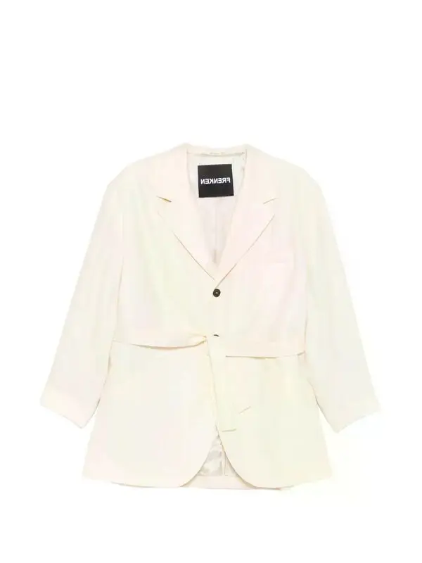 FRENKEN Belted Notched-lapel Blazer - Neutrals