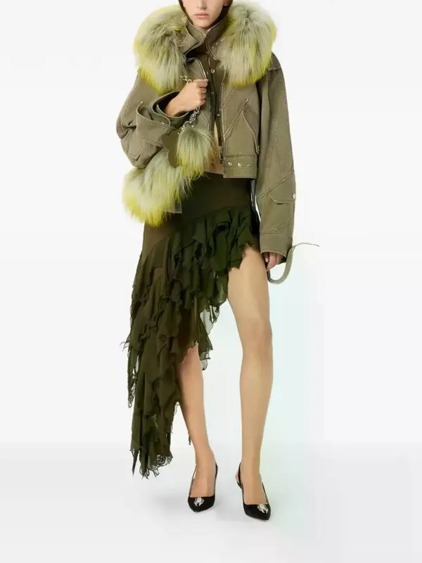 Blumarine Butterfly-appliqué Crop Top - Green