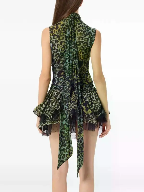 Blumarine Animal Print Cowl-neck Top