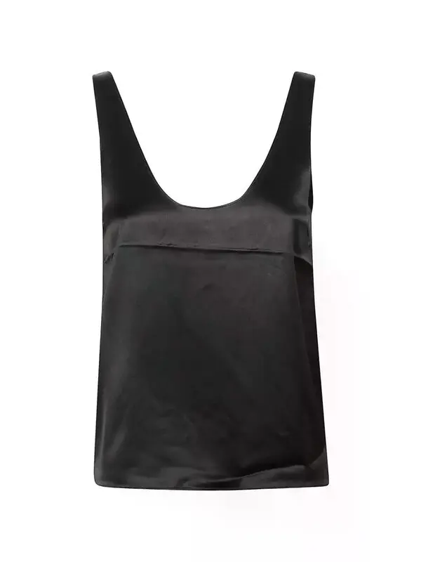 Almada Label Scoop-neck Top - Black