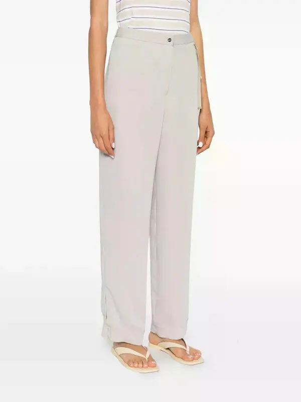 Herno Grosgrain-detail Slit-hem Trousers - Grey