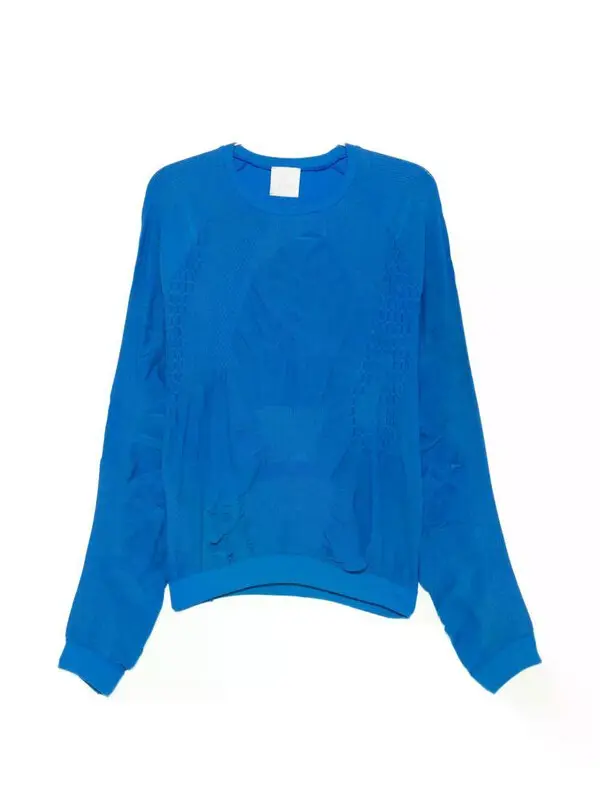 ROA Wama 3d Textured-knit Long-sleeve T-shirt - Blue