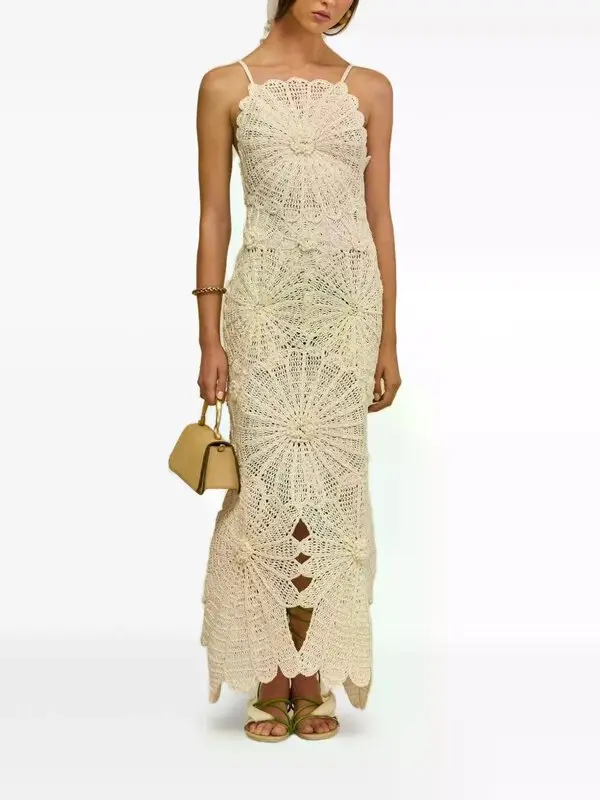 Cult Gaia Elif Crochet Floral Maxi Dress - Neutrals