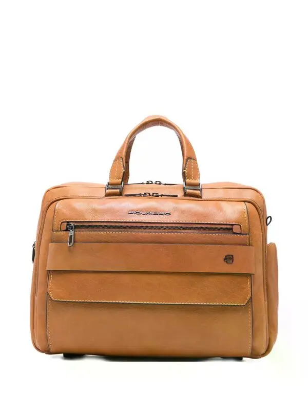 PIQUADRO Solm Grained-leather Laptop Bag - Neutrals