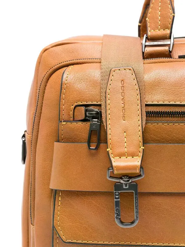 PIQUADRO Grained-leather Laptop Bag