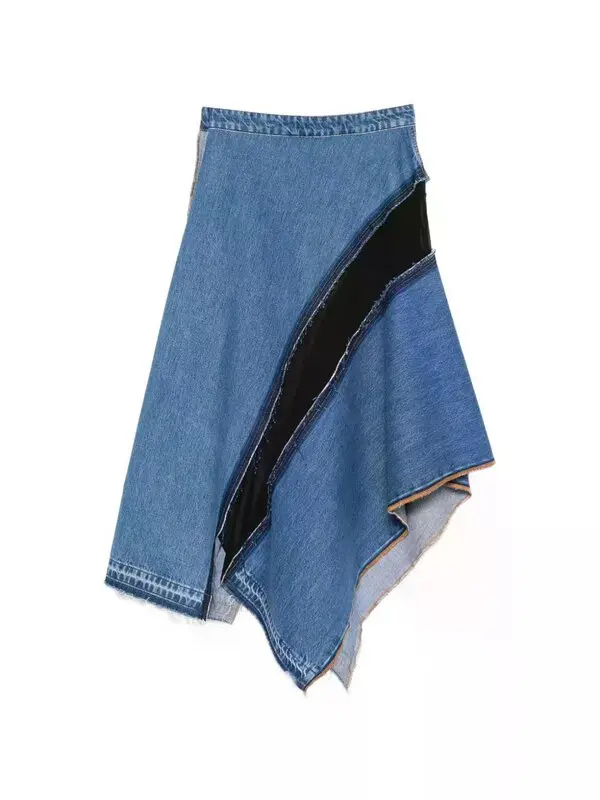 LITKOVSKA Asymmetric Frayed-edge Skirt