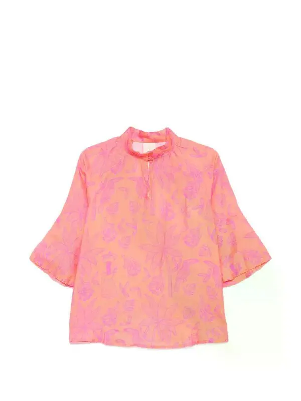 Nimo With Love Tropical-print Ruffled Blouse