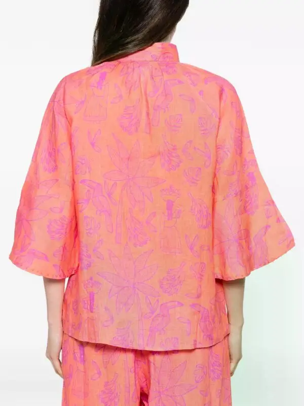 Nimo With Love Tropical-print Ruffled Blouse