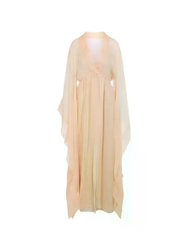 Alberta Ferretti Draped-sleeve Gathered Dress - Neutrals
